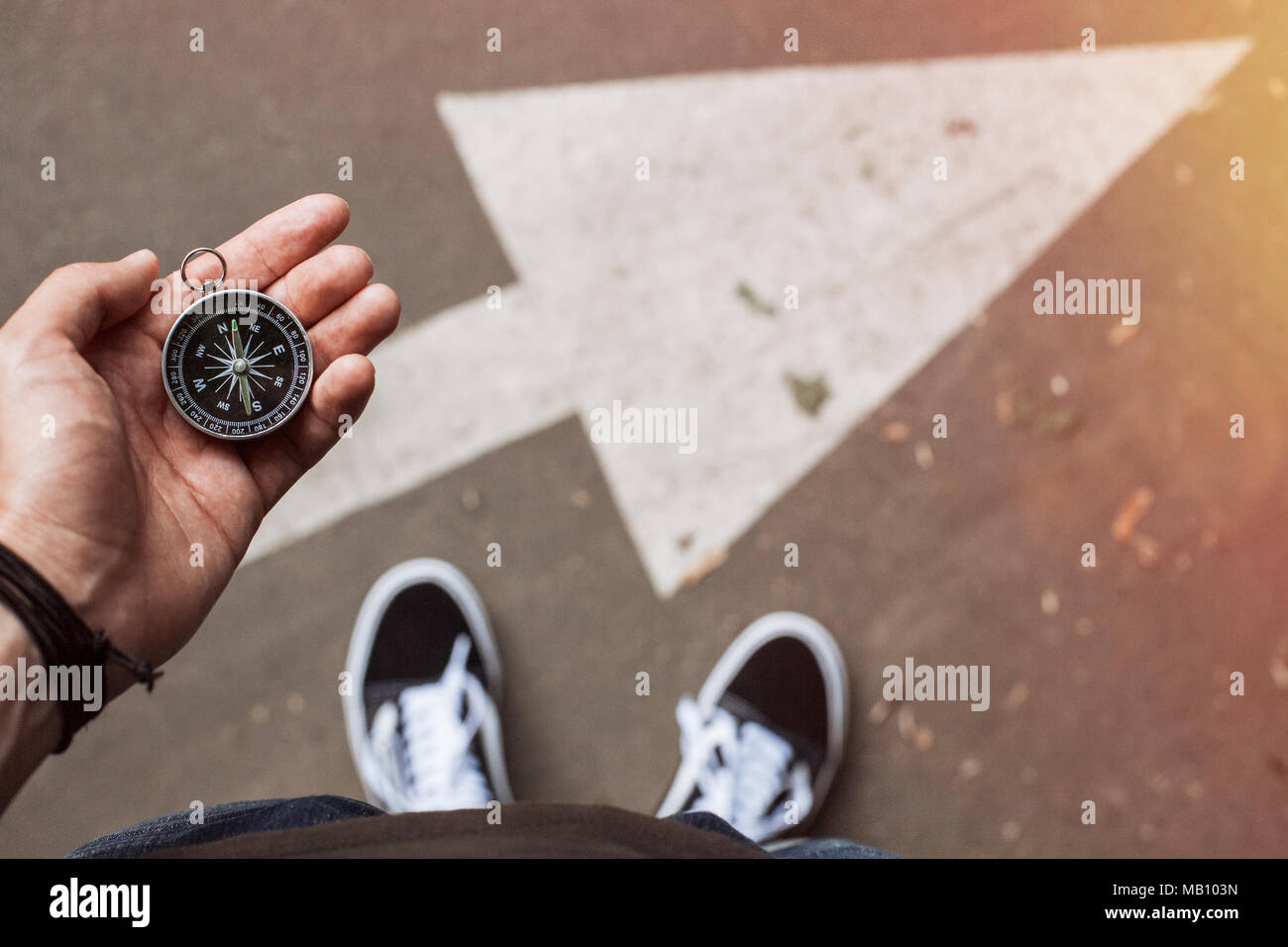 Man hand holding compass hi-res stock photography and images - Alamy