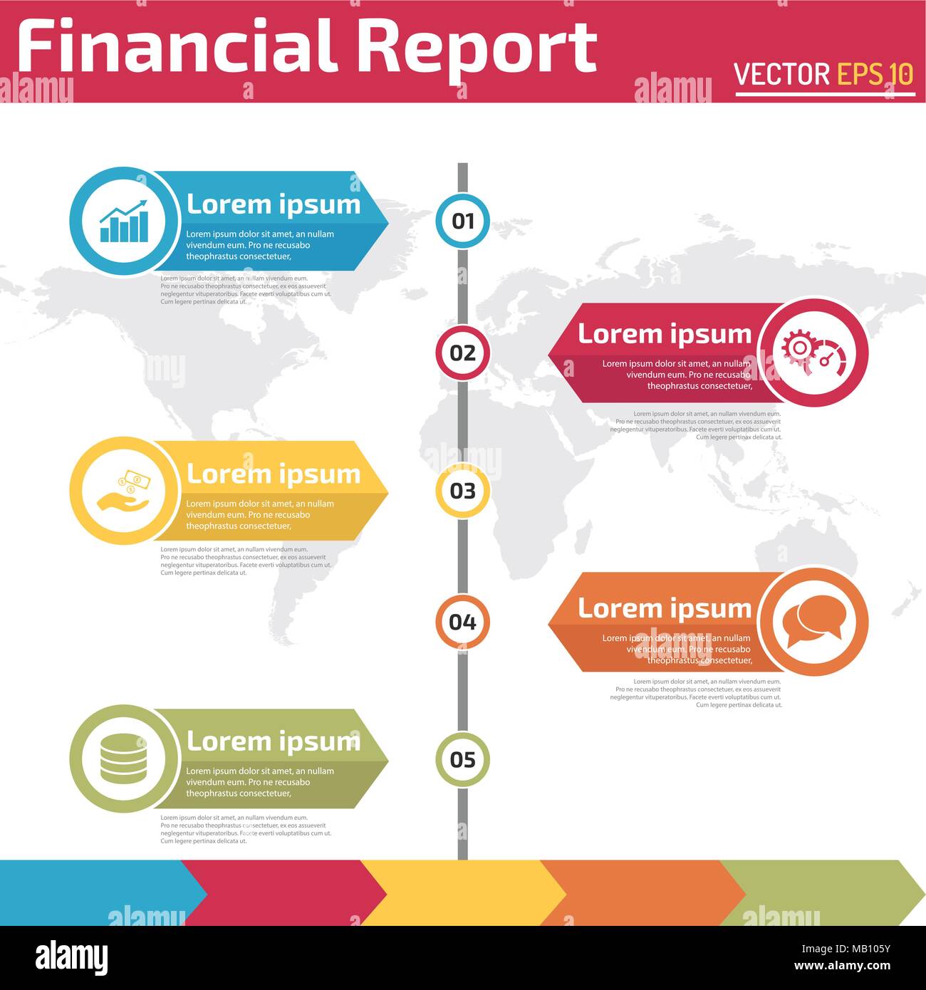 five points financial report infographic banner template concept for ...