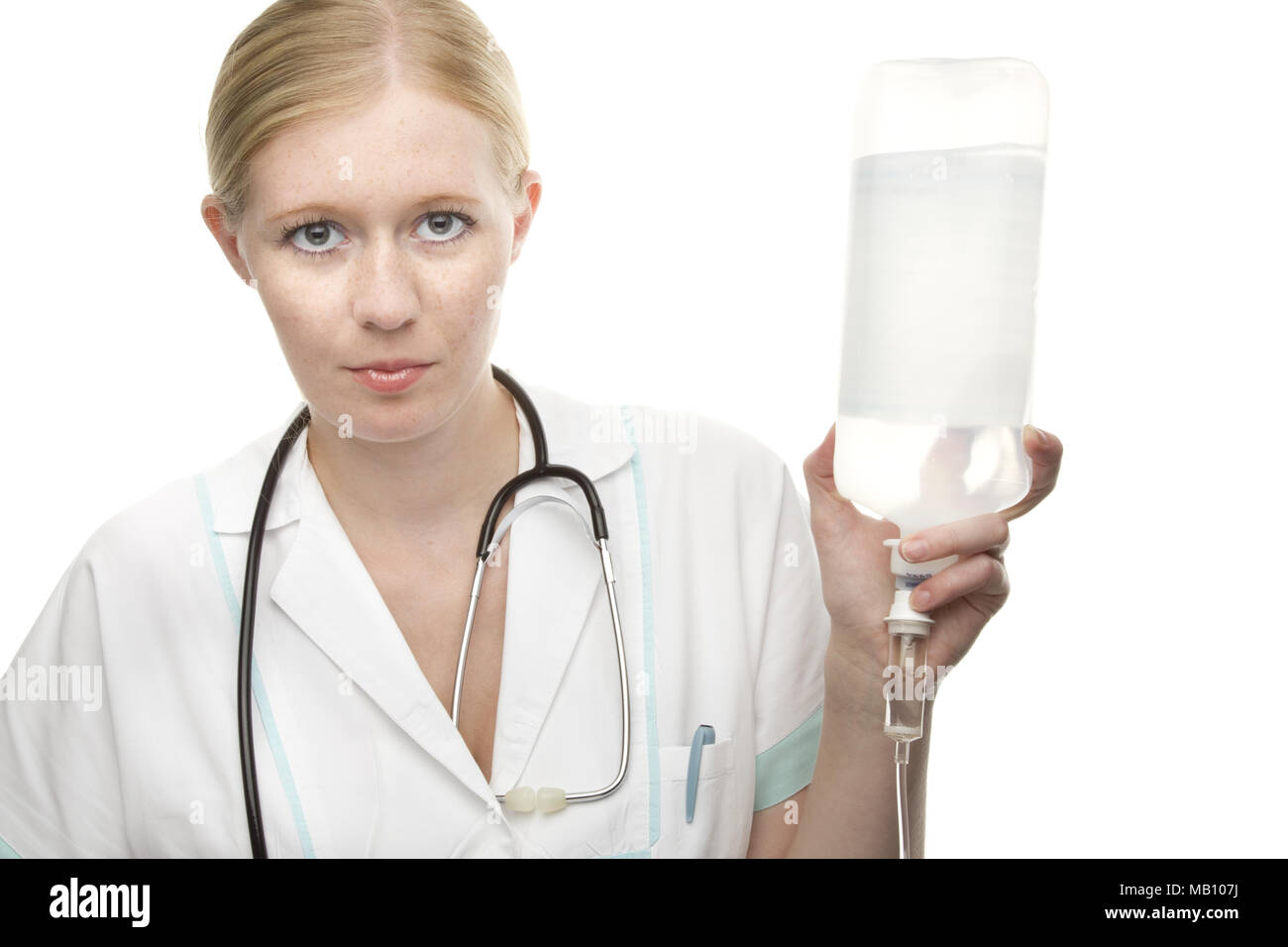 Nurse with a drip Stock Photo - Alamy