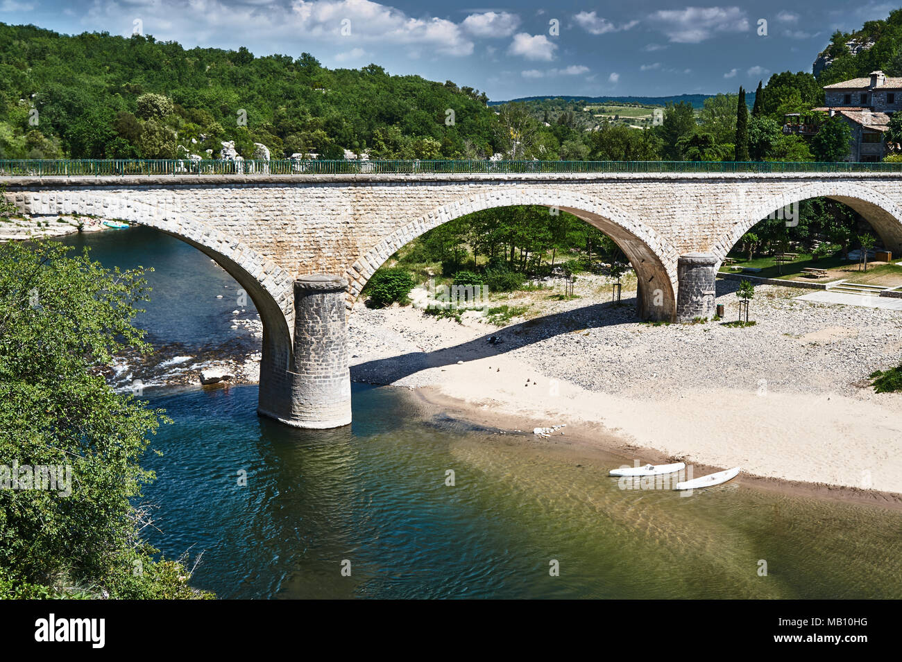 Stone bridge over the River Ardeche in France Stock Photo - Alamy