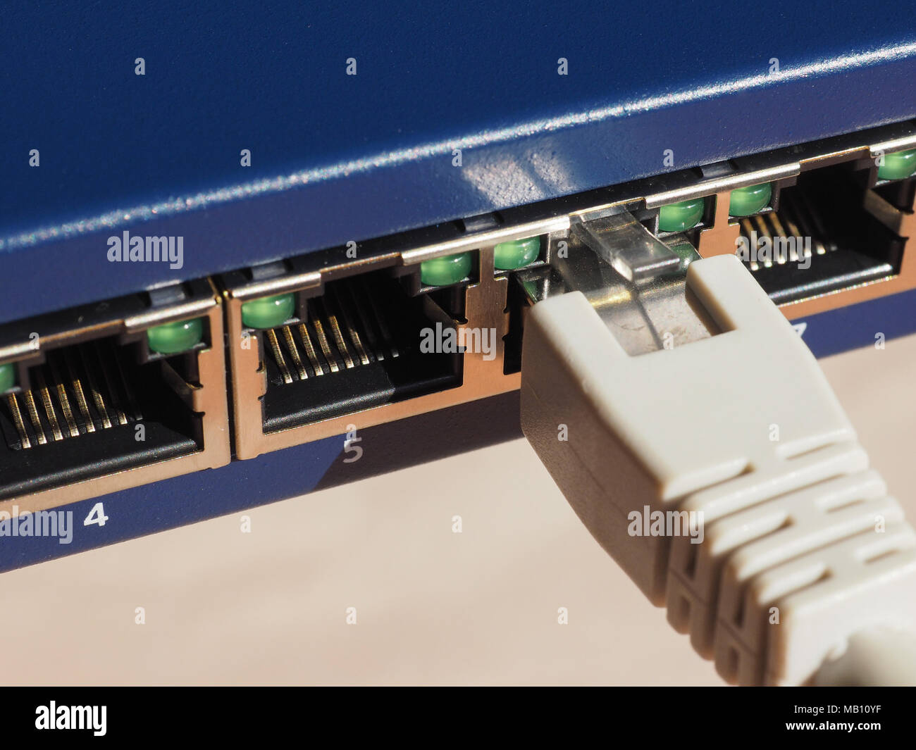 Modem router switch with ports for RJ45 plug in LAN local area network ...