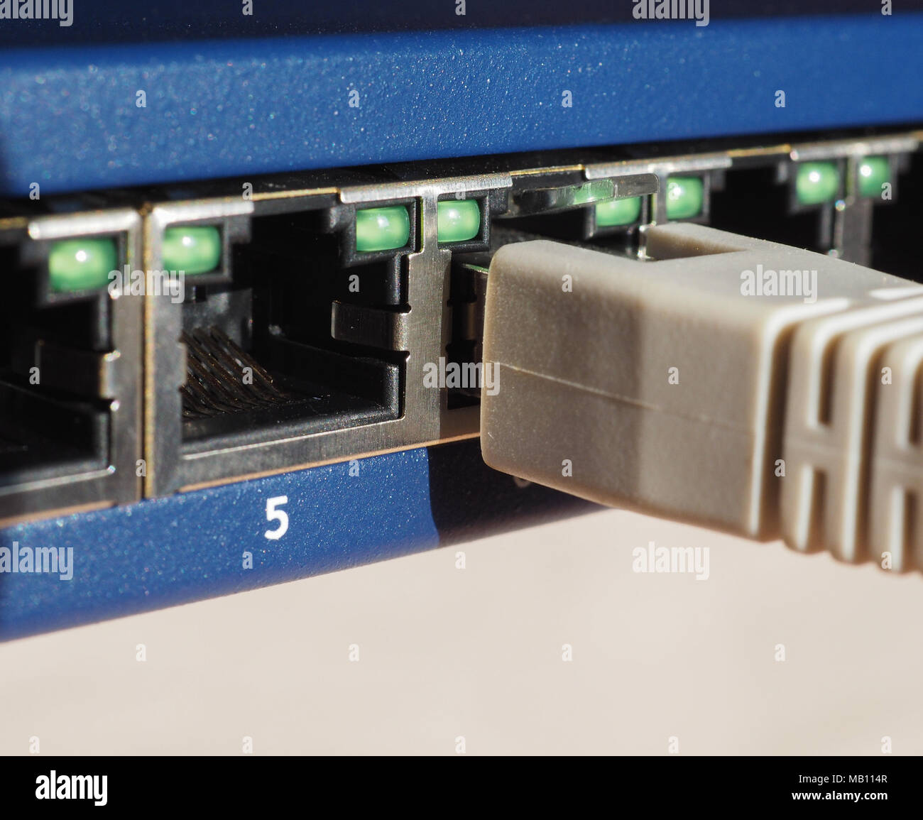 Modem router switch with ports for RJ45 plug in LAN local area network ...