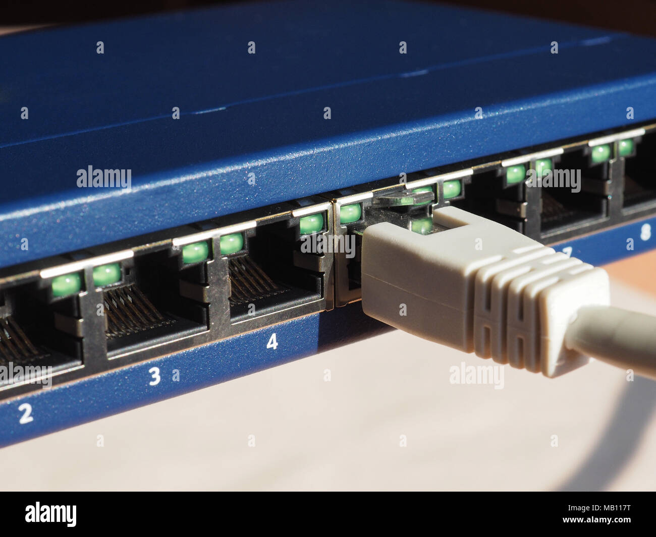 Modem router switch with ports for RJ45 plug in LAN local area network ...