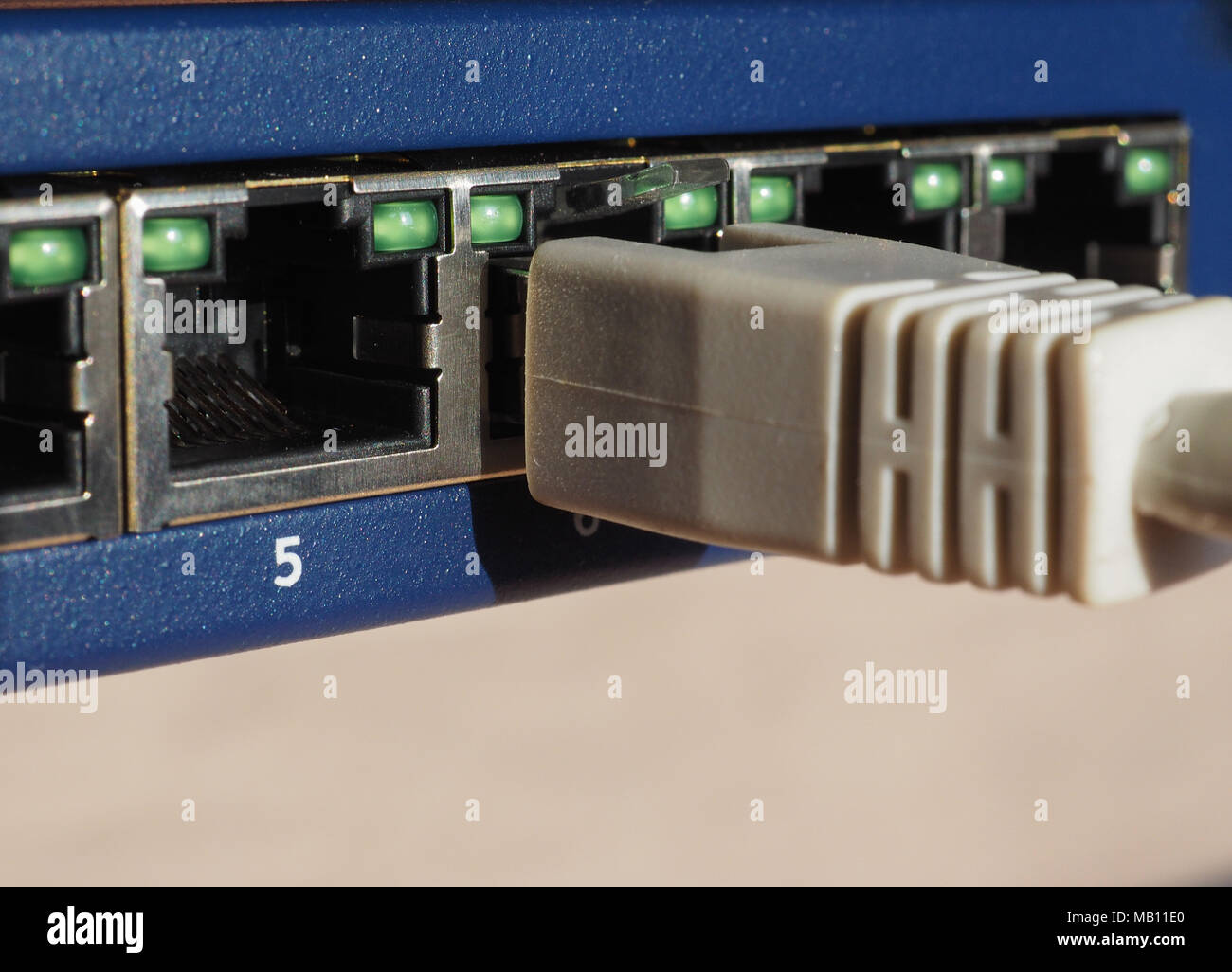 Modem router switch with ports for RJ45 plug in LAN local area network ...