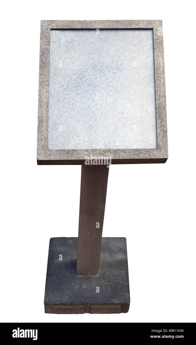 Isolated granite information sign on stand Stock Photo - Alamy