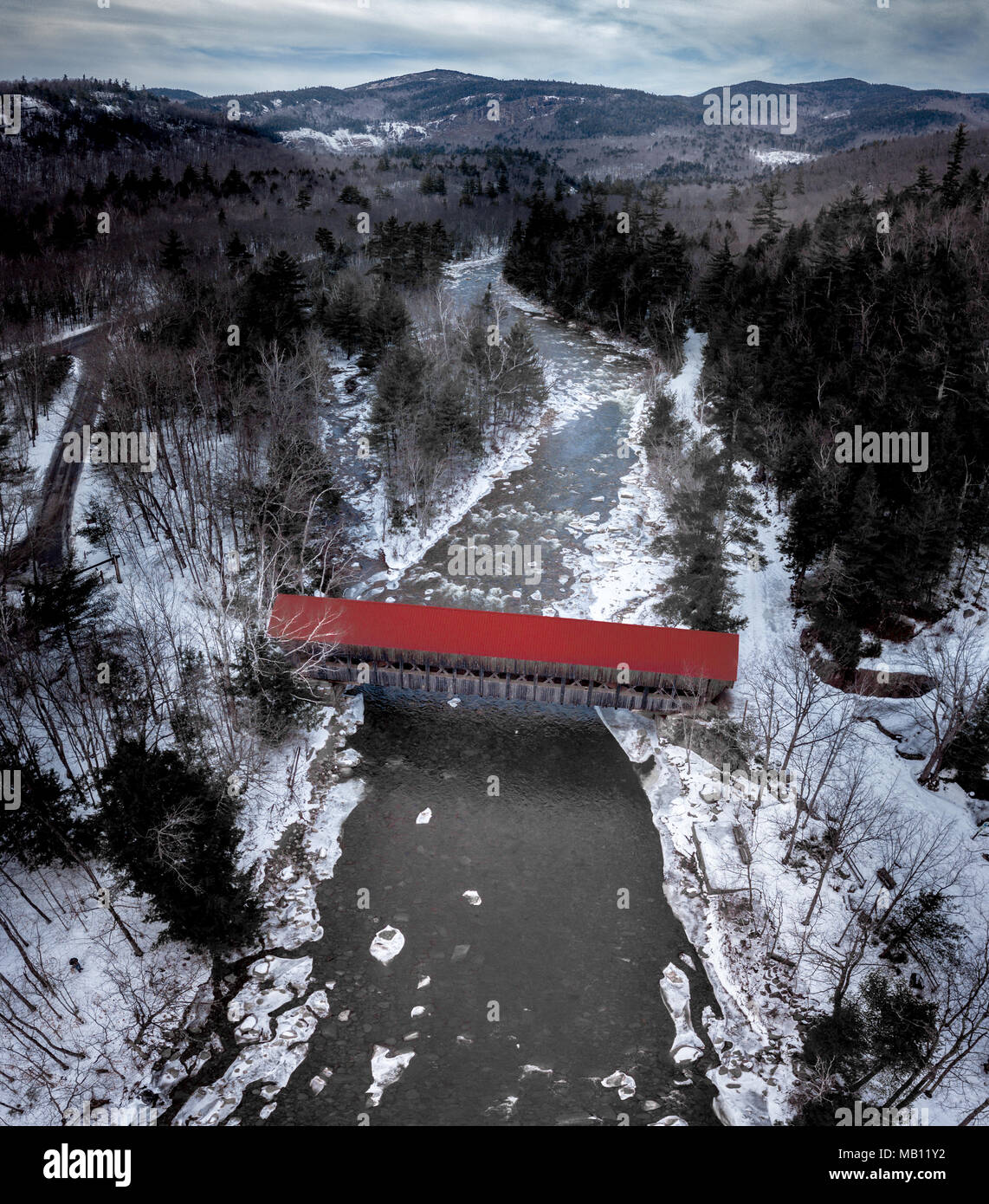 Albany covered bridge - aerial Stock Photo - Alamy
