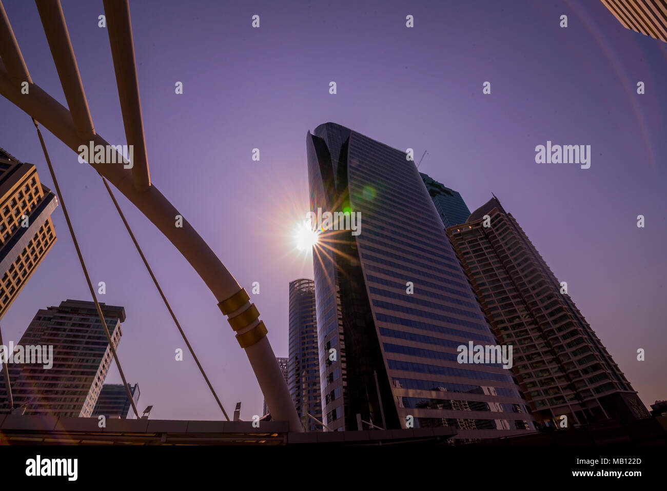 cityscape of modern office building & bridge at Chong Nonsi in Bangkok ...