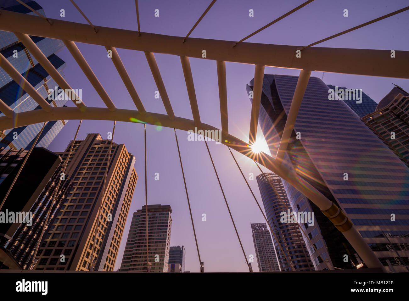 cityscape of modern office building & bridge at Chong Nonsi in Bangkok ...