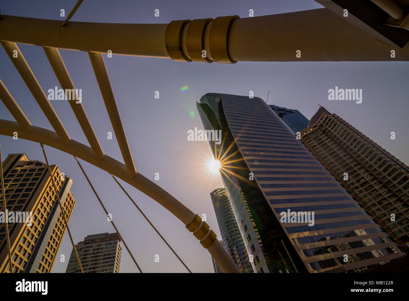 cityscape of modern office building & bridge at Chong Nonsi in Bangkok ...