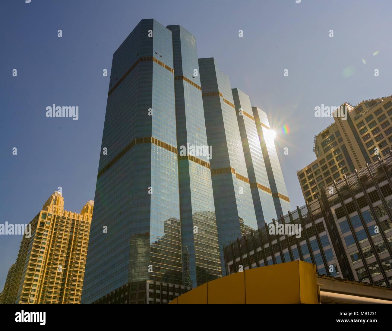 cityscape of modern office building & bridge at Chong Nonsi in Bangkok ...