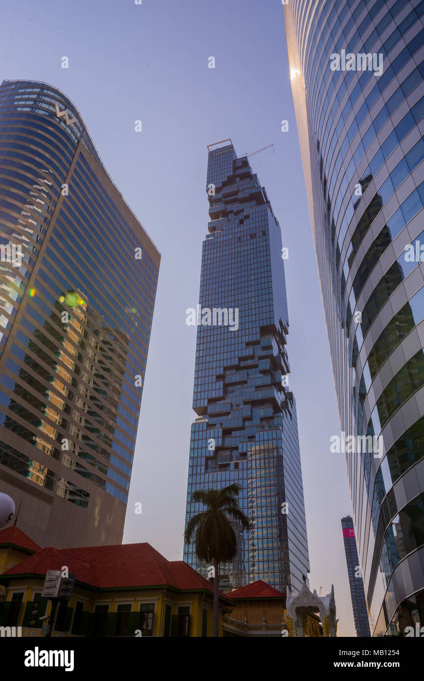 cityscape of modern office building & bridge at Chong Nonsi in Bangkok ...