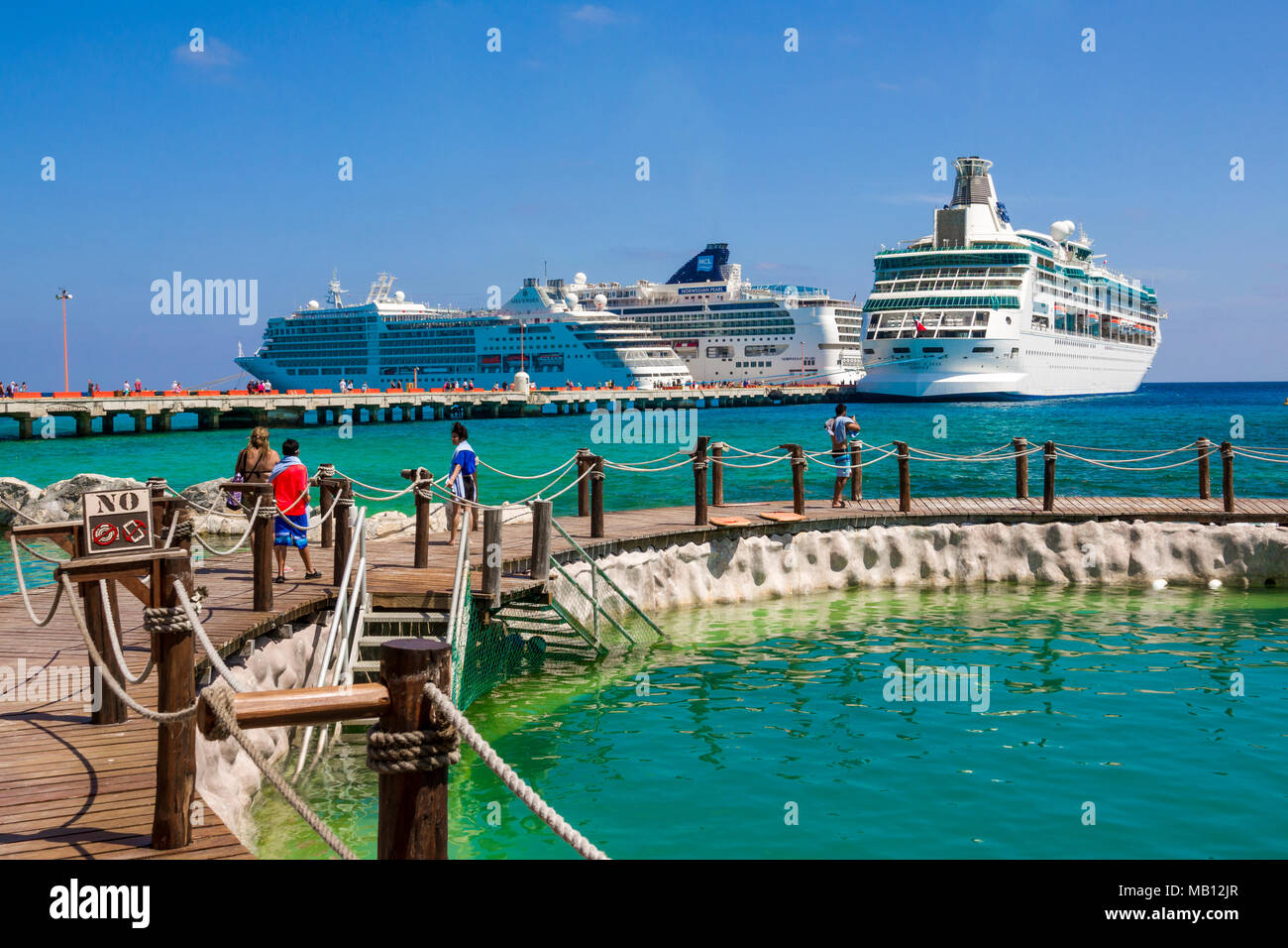 Docked cruise ships atThe Cruise destination Costa Maya Mexico America ...