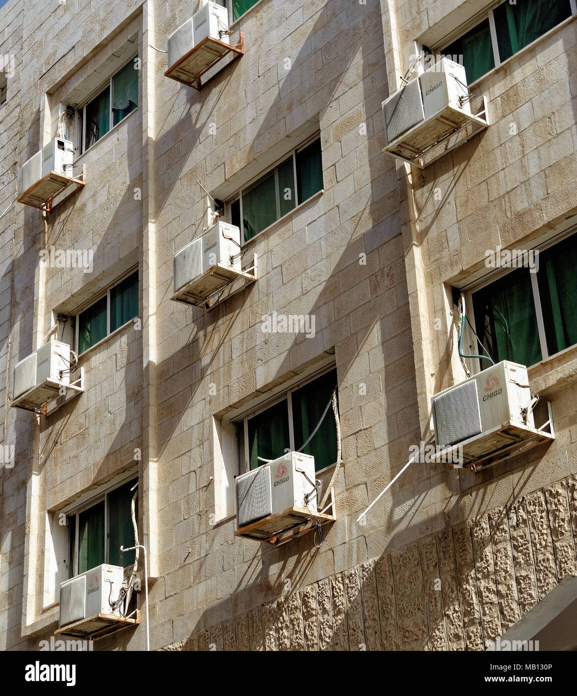 Aqaba, Jordan, March 7, 2018: Rear of a house in the center of the city ...