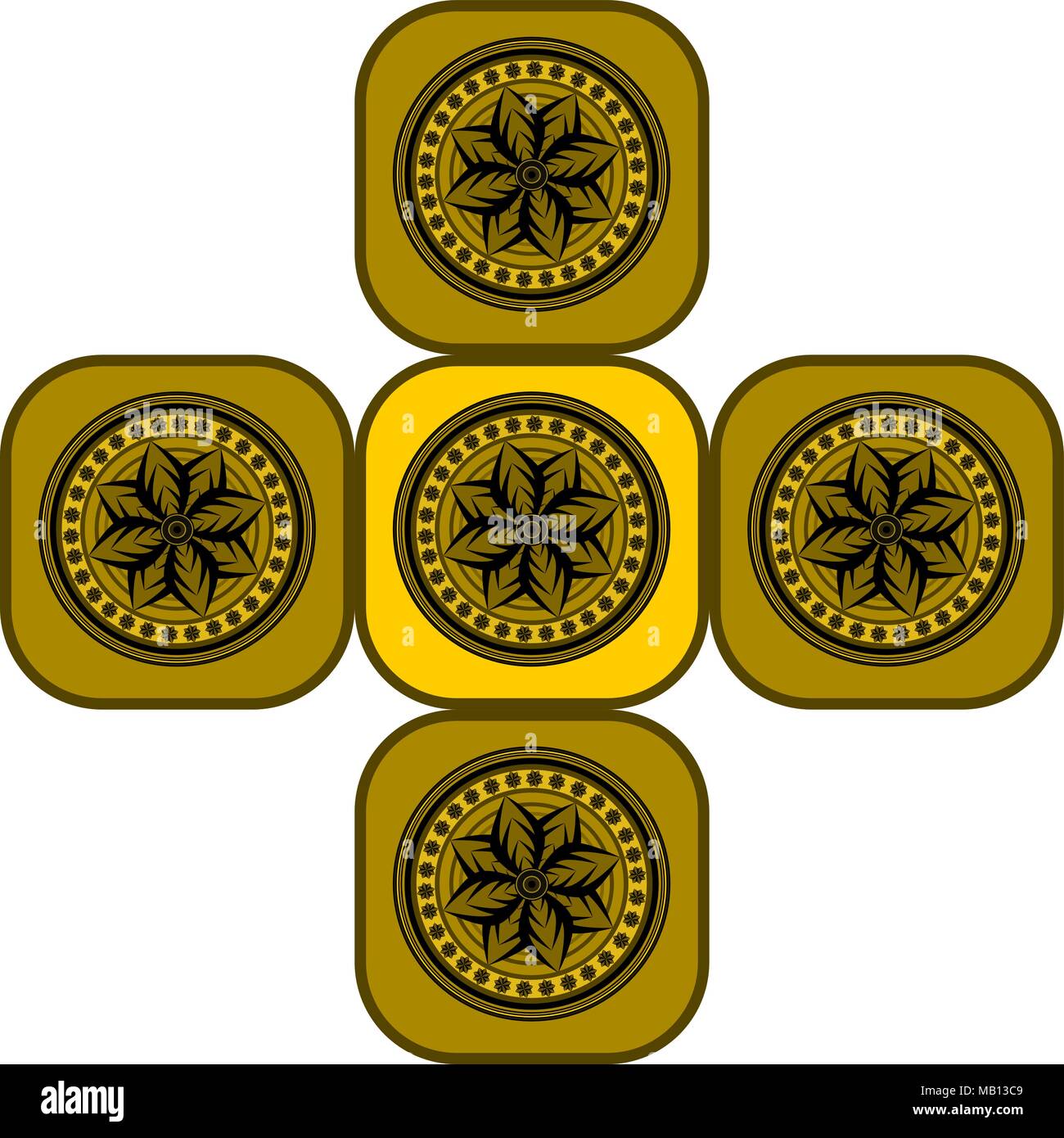 Ornamental geometric, medieval styled symbolic floral pattern Stock ...