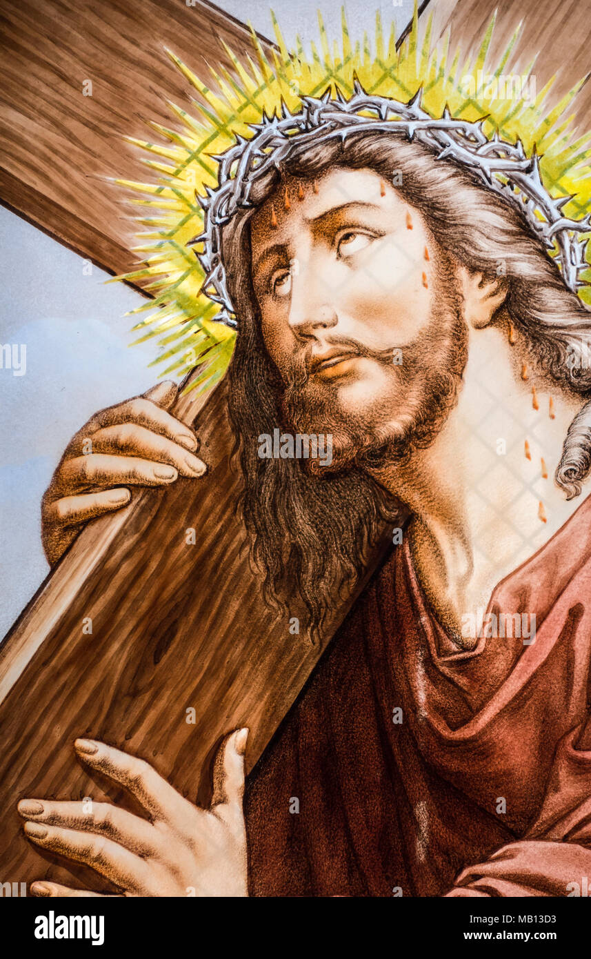 Jesus cross stained glass hi-res stock photography and images - Alamy
