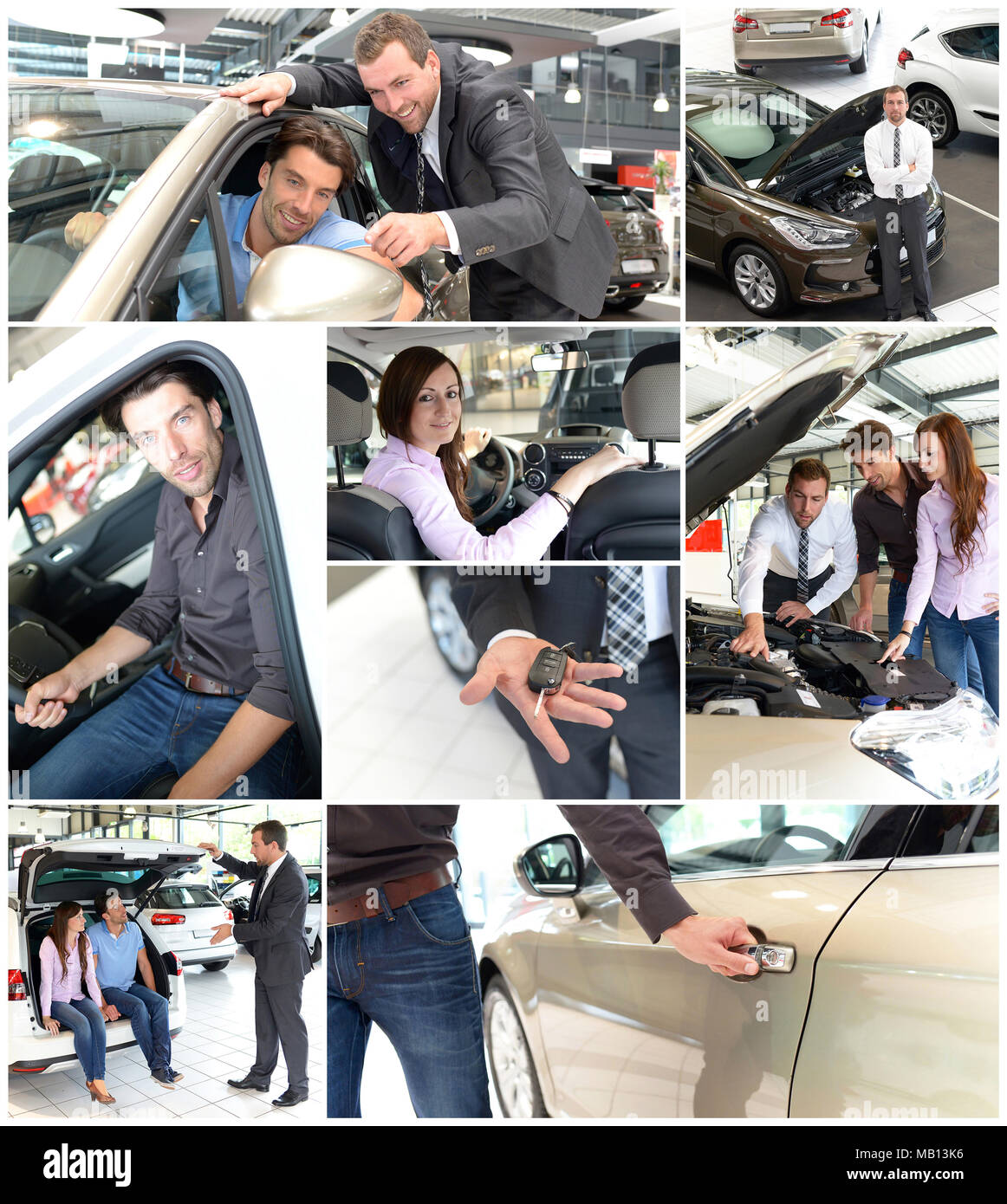 Car dealership advice - sellers and customers when buying a car Stock ...