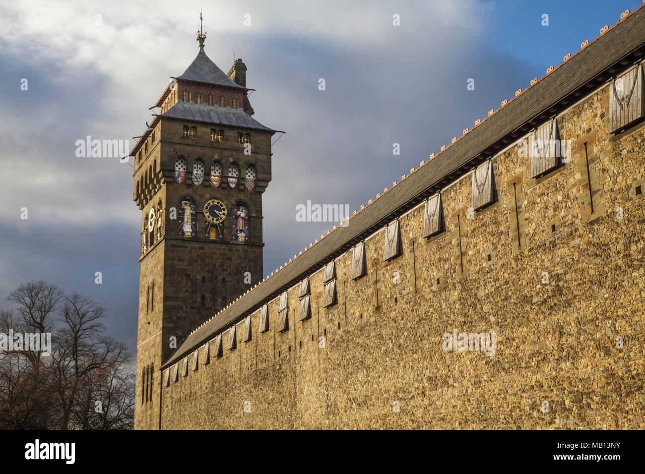 Cardiff Castle and Clock Tower South Wales Stock Photo - Alamy