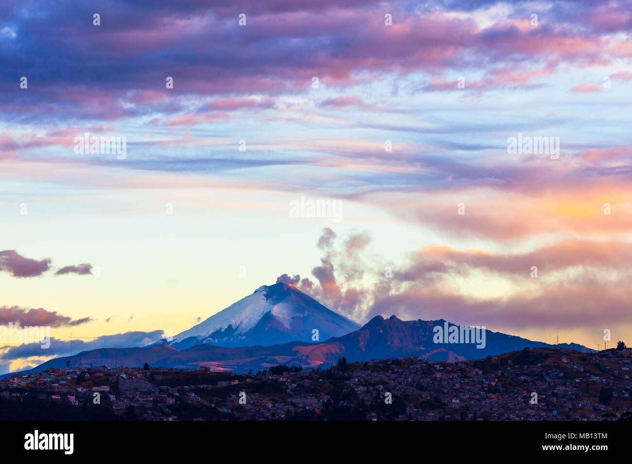 Cotopaxi volcano eruption seen from Quito, Ecuador Stock Photo - Alamy