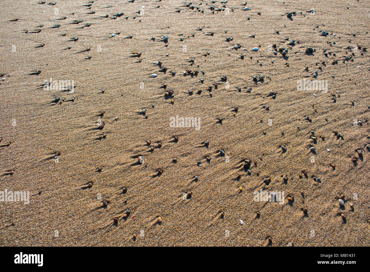 Small stones on the beach sand background Stock Photo - Alamy