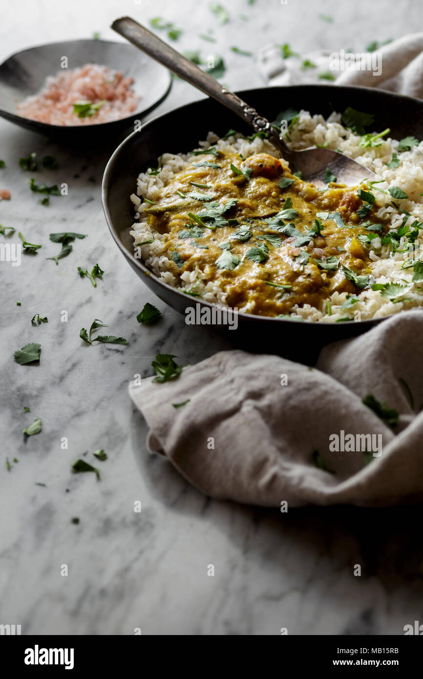 Brown Rice and Dal Stock Photo - Alamy