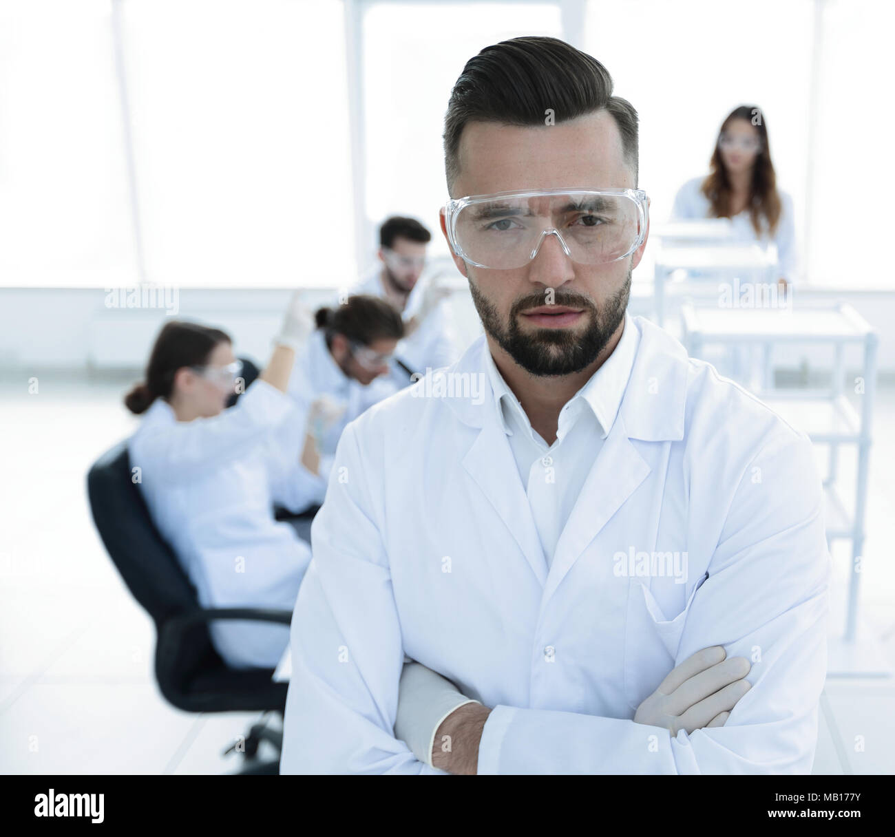 scientist microbiologist in the laboratory background Stock Photo - Alamy