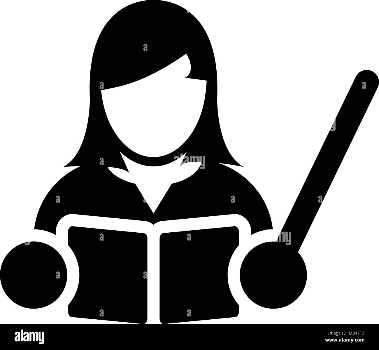 Teacher Icon Vector Female Person Profile Avatar with a Book and ...