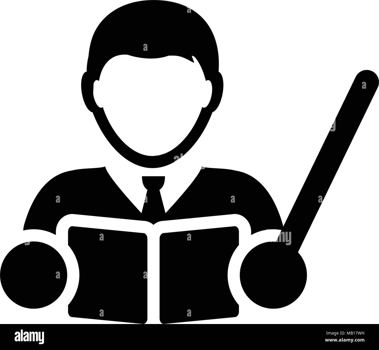 Teacher Icon Vector Male Person Profile Avatar with a Book and Teaching ...