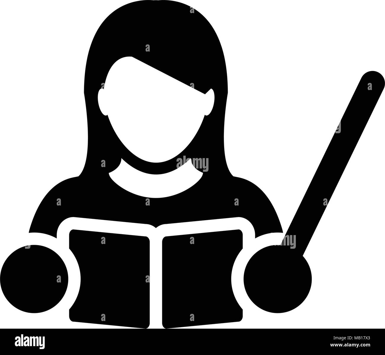 Teacher Icon Vector Female Person Profile Avatar with a Book and ...