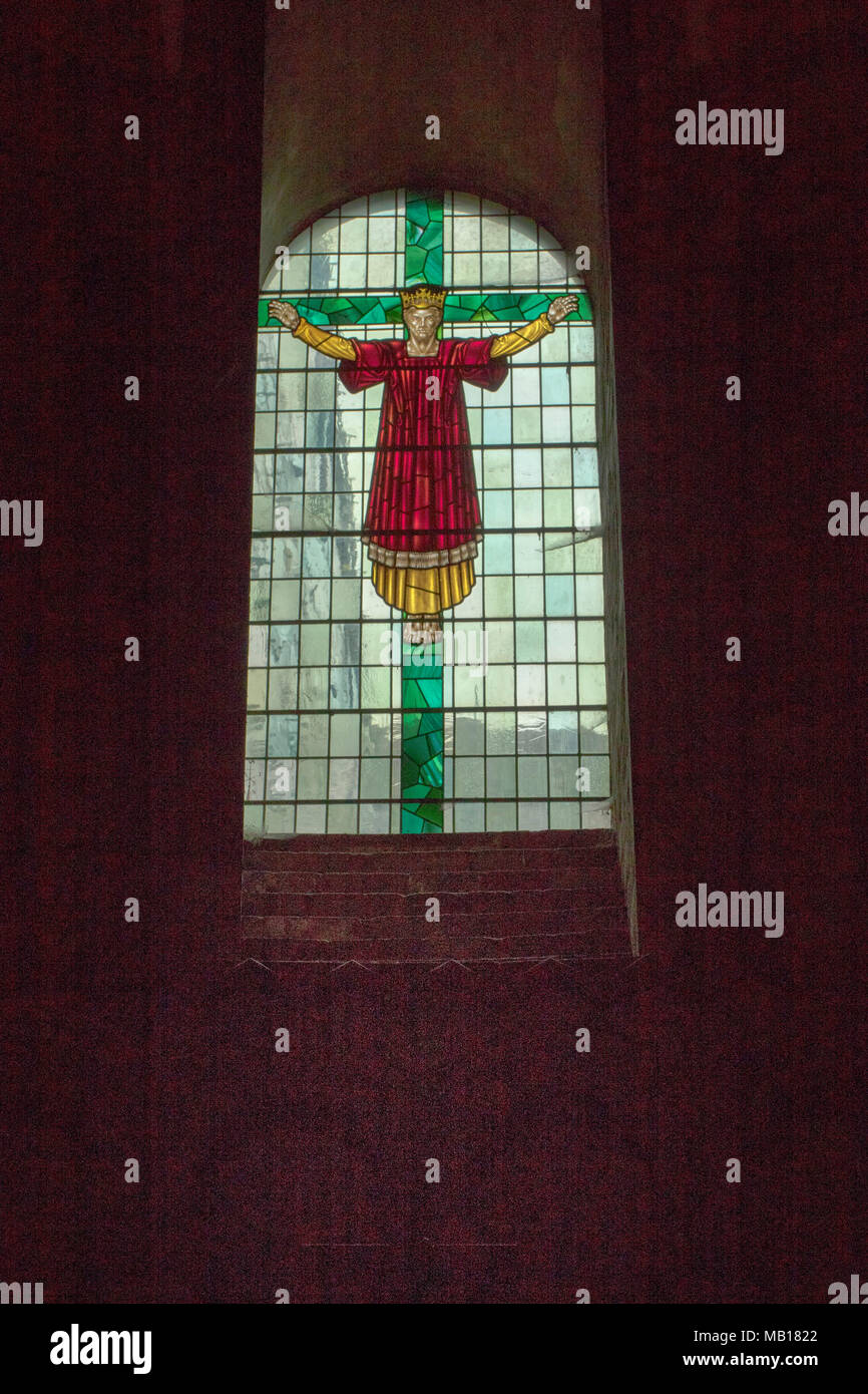 Romanesque coloured stained window glass hi-res stock photography and ...