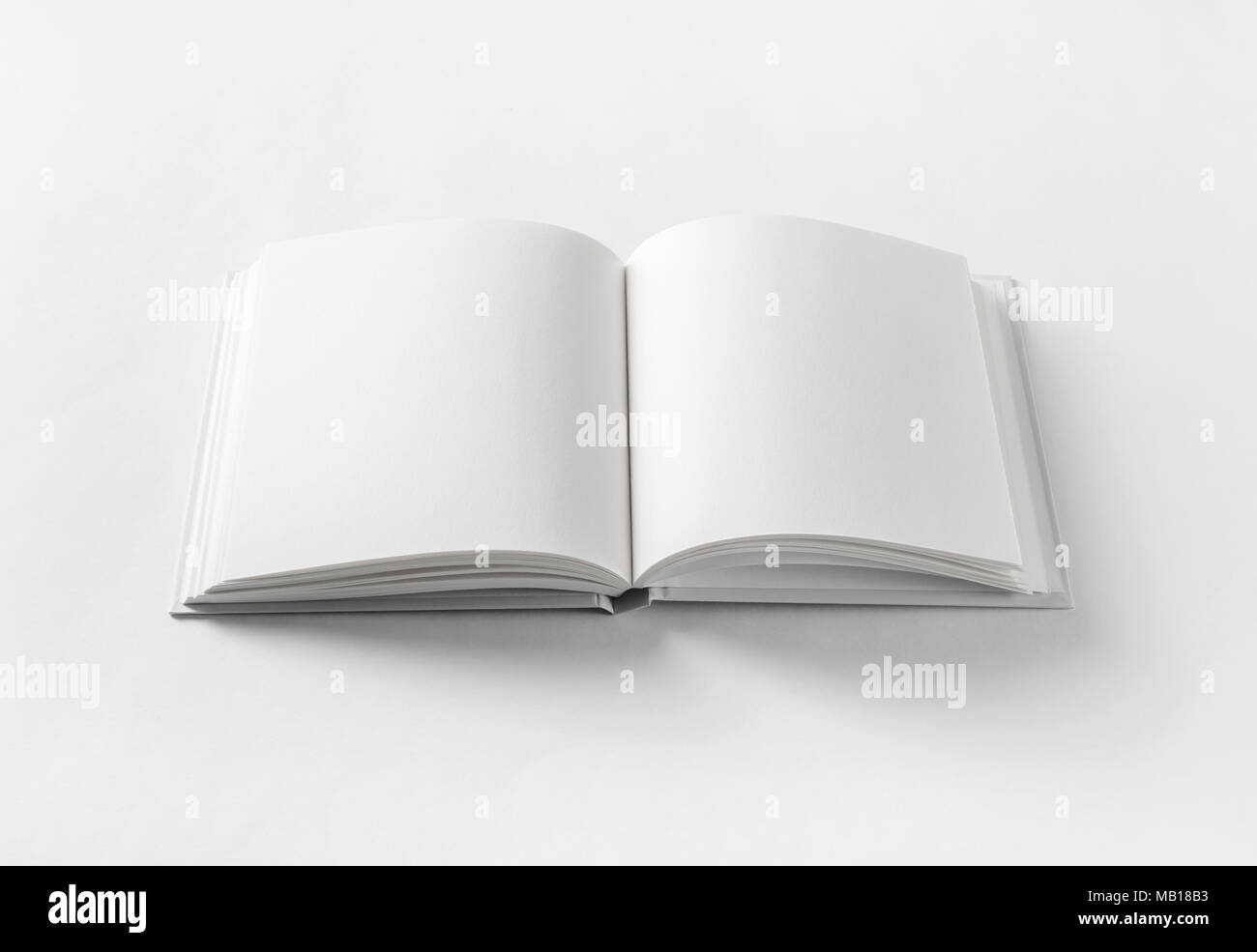 Blank book on white paper background Stock Photo - Alamy