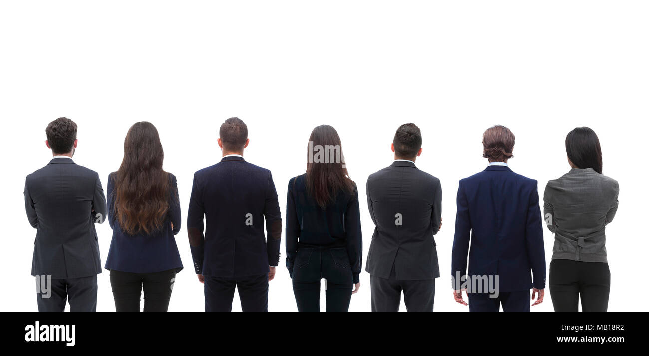 Back view group of business people. Rear view. Isolated over white ...