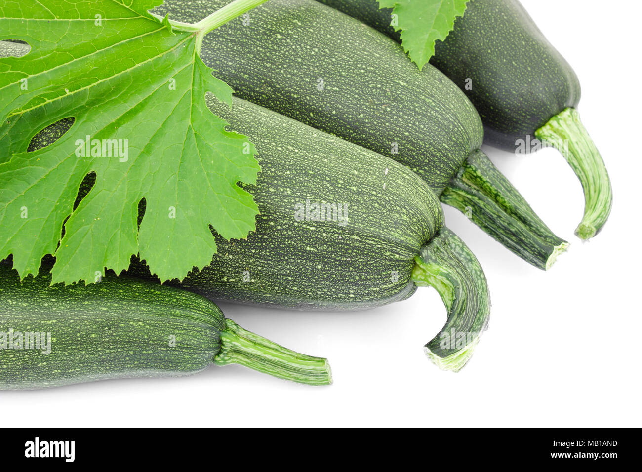 Four large courgettes on a white background Stock Photo - Alamy