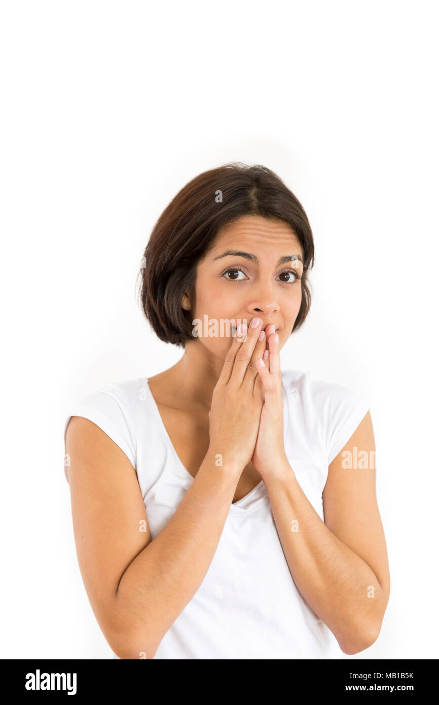 Portrait of Beauty Shy Woman Laughing Timid Stock Photo - Alamy