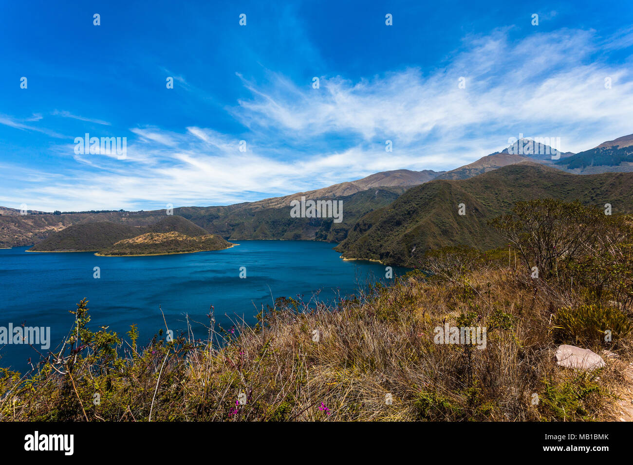 Cuicocha lagoon inside the crater of the volcano Cotacachi Stock Photo ...