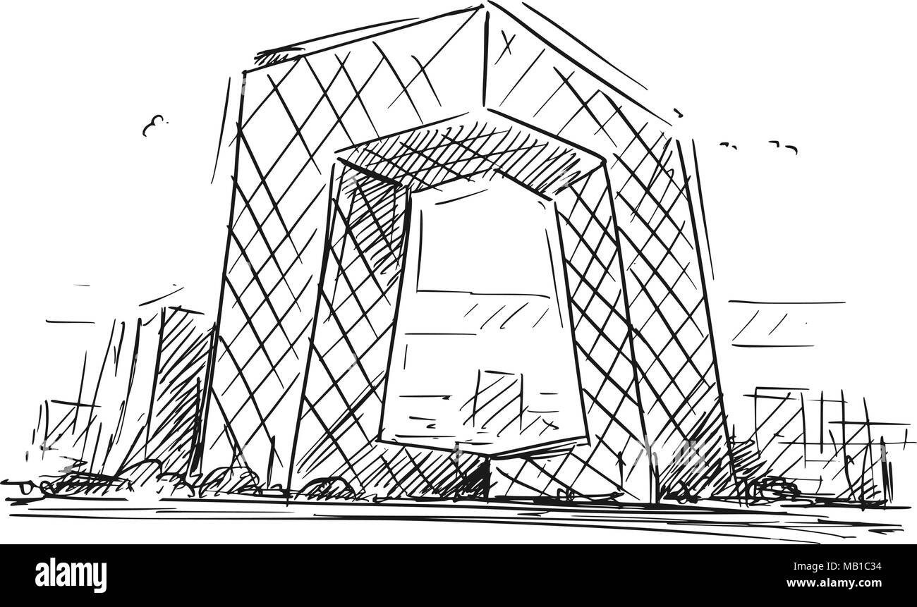 Cartoon Sketch of the China Central TV Headquarters Building, Beijing ...
