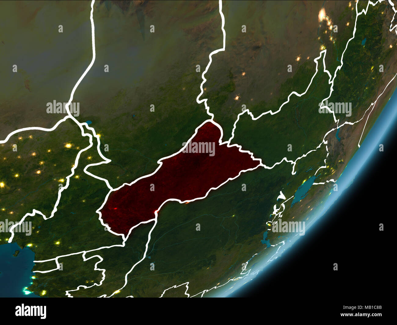 Central Africa as seen from Earth’s orbit on planet Earth at night ...