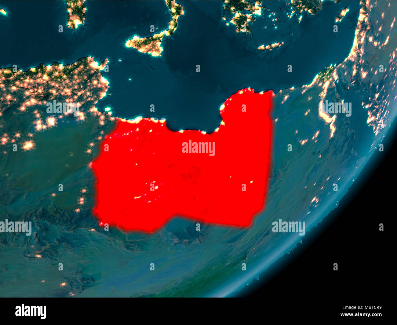 Highlighted satellite image of libya hi-res stock photography and ...