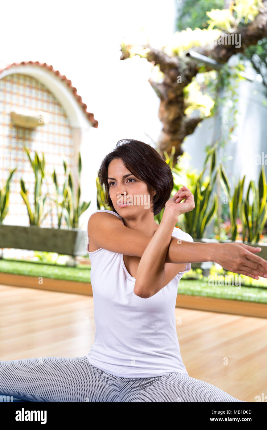 Portrait of Attractive Woman Exercising In A Fitness Center Stock Photo ...