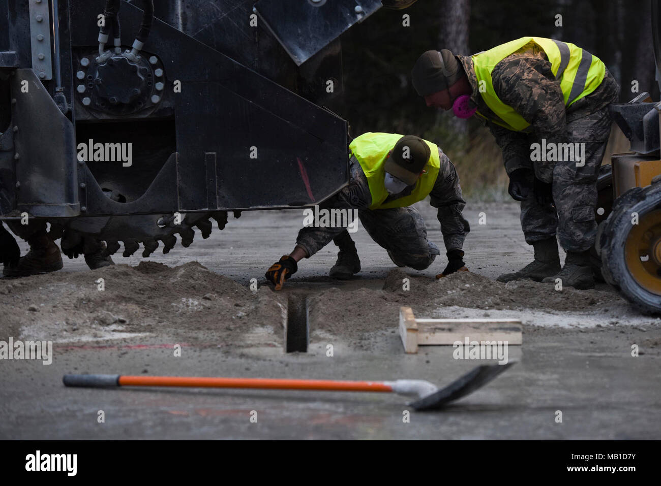 A U.S. Airman with the 435th Construction and Training Squadron ...