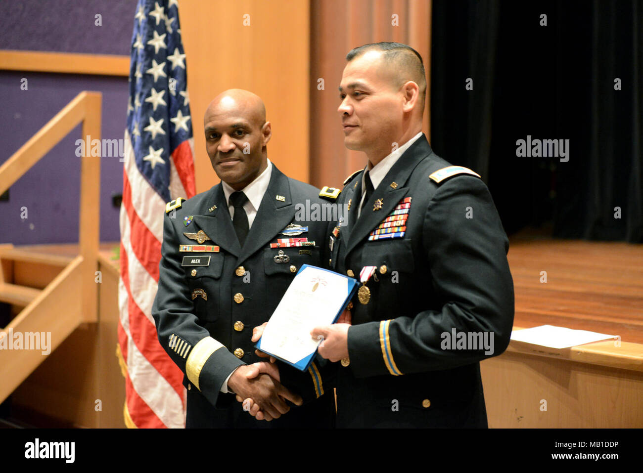 U.S. Army Maj. Gen. Carl A. Alex, give the citation award to Lt. Col ...