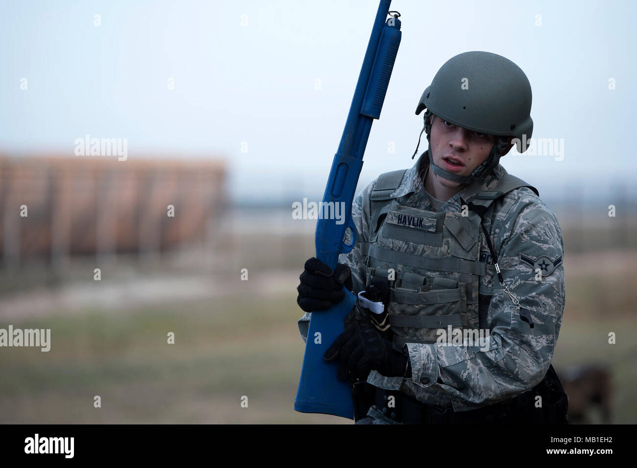U.S. Air Force Airman Kaleb Havlik, an entry controller with the 6th ...