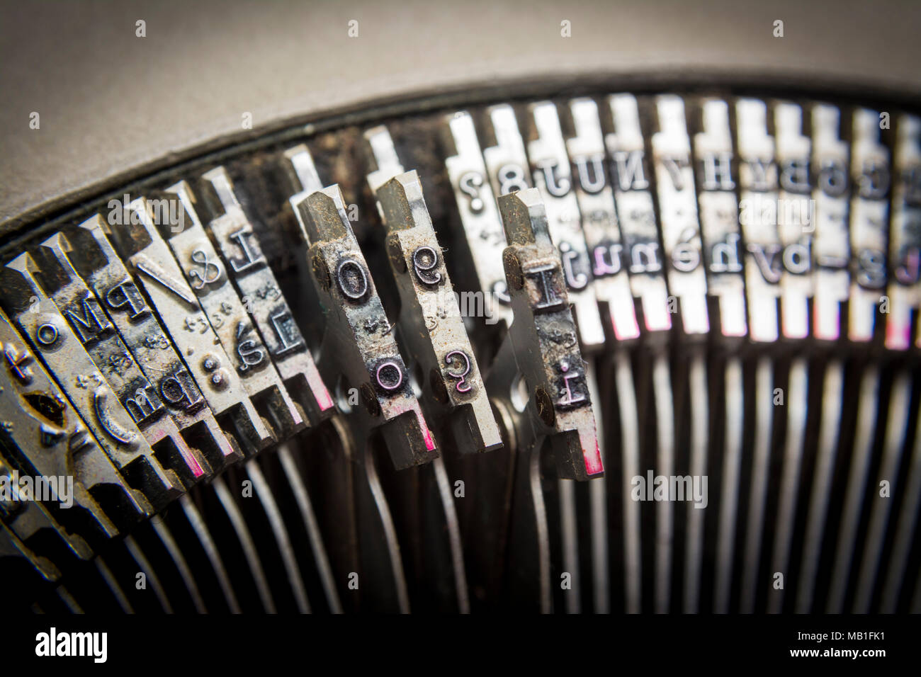 Close up of typewriter character heads Stock Photo - Alamy