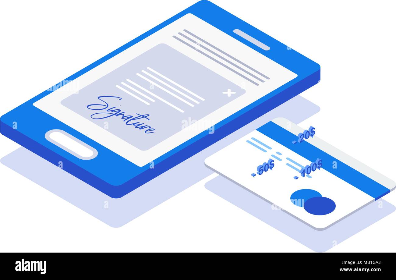 Digital signature. Flat 3d web isometric contract signature infographic ...