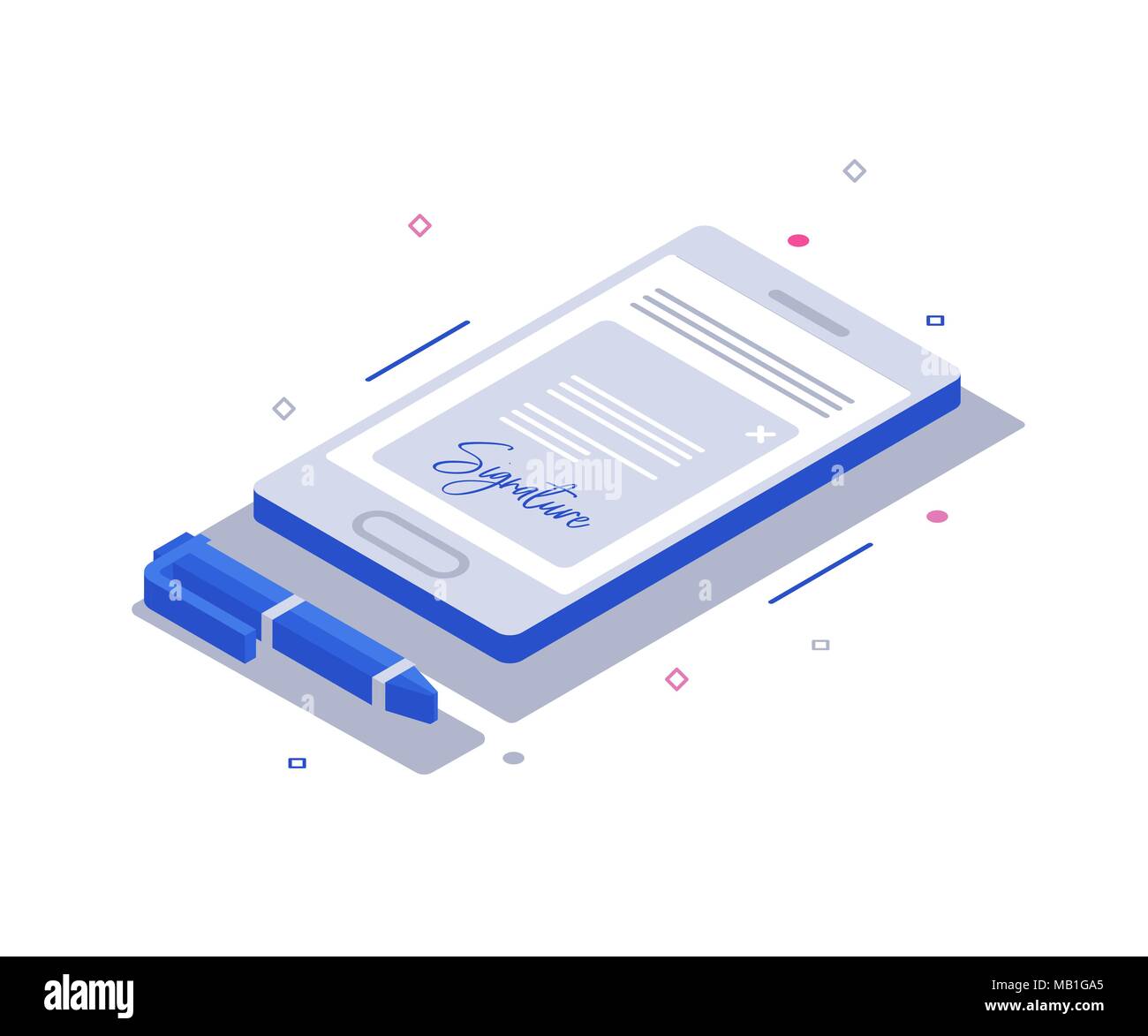 Digital signature. Flat 3d web isometric contract signature infographic ...