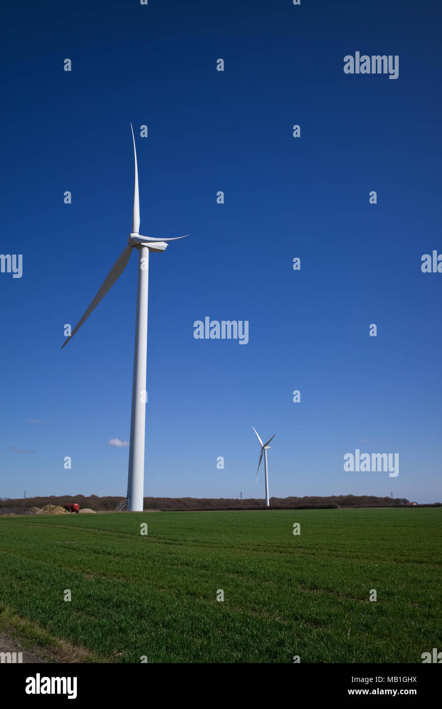 The Wind Turbines on farmland near Clacton on Sea Essex are the largest ...