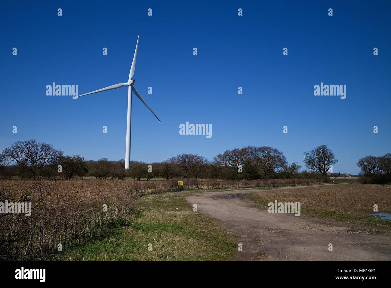 The Wind Turbines on farmland near Clacton on Sea Essex are the largest ...