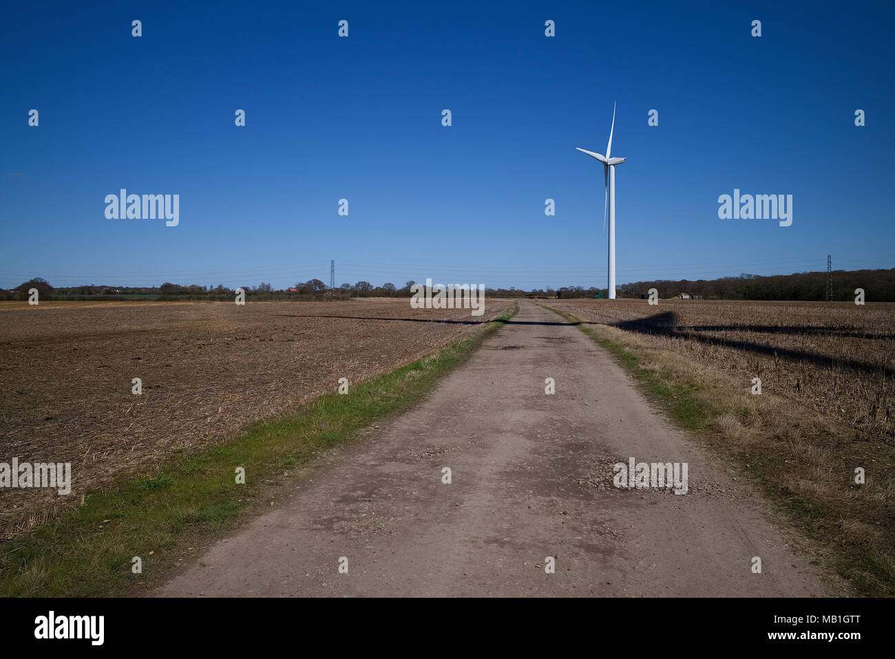 The Wind Turbines on farmland near Clacton on Sea Essex are the largest ...
