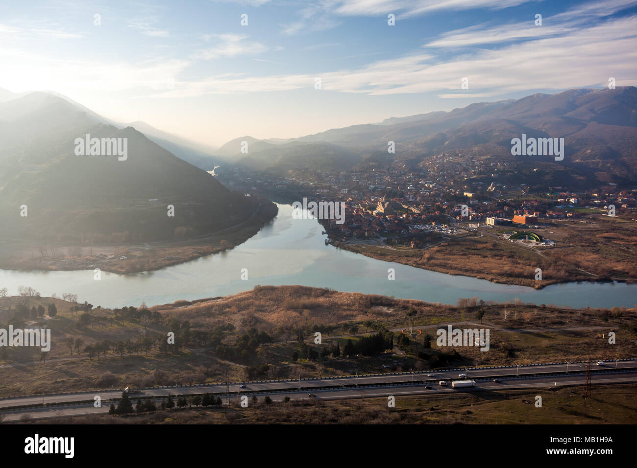 The Top View Of Mtskheta, Georgia, The Old Town Lies At The Confluence ...