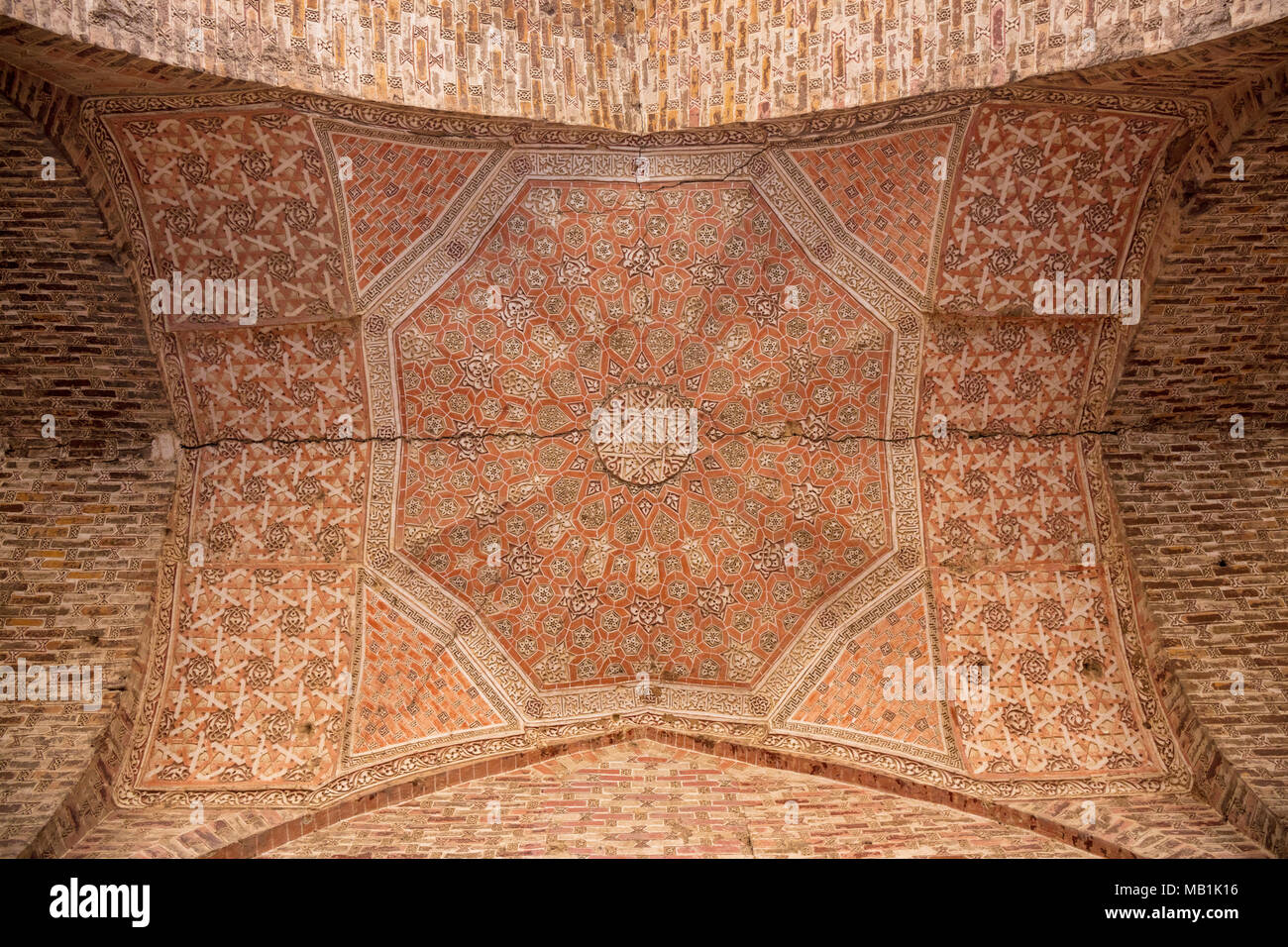 detail of stucco in galleries of Mausoleum of Uljaytu, Sultaniyya, Iran ...