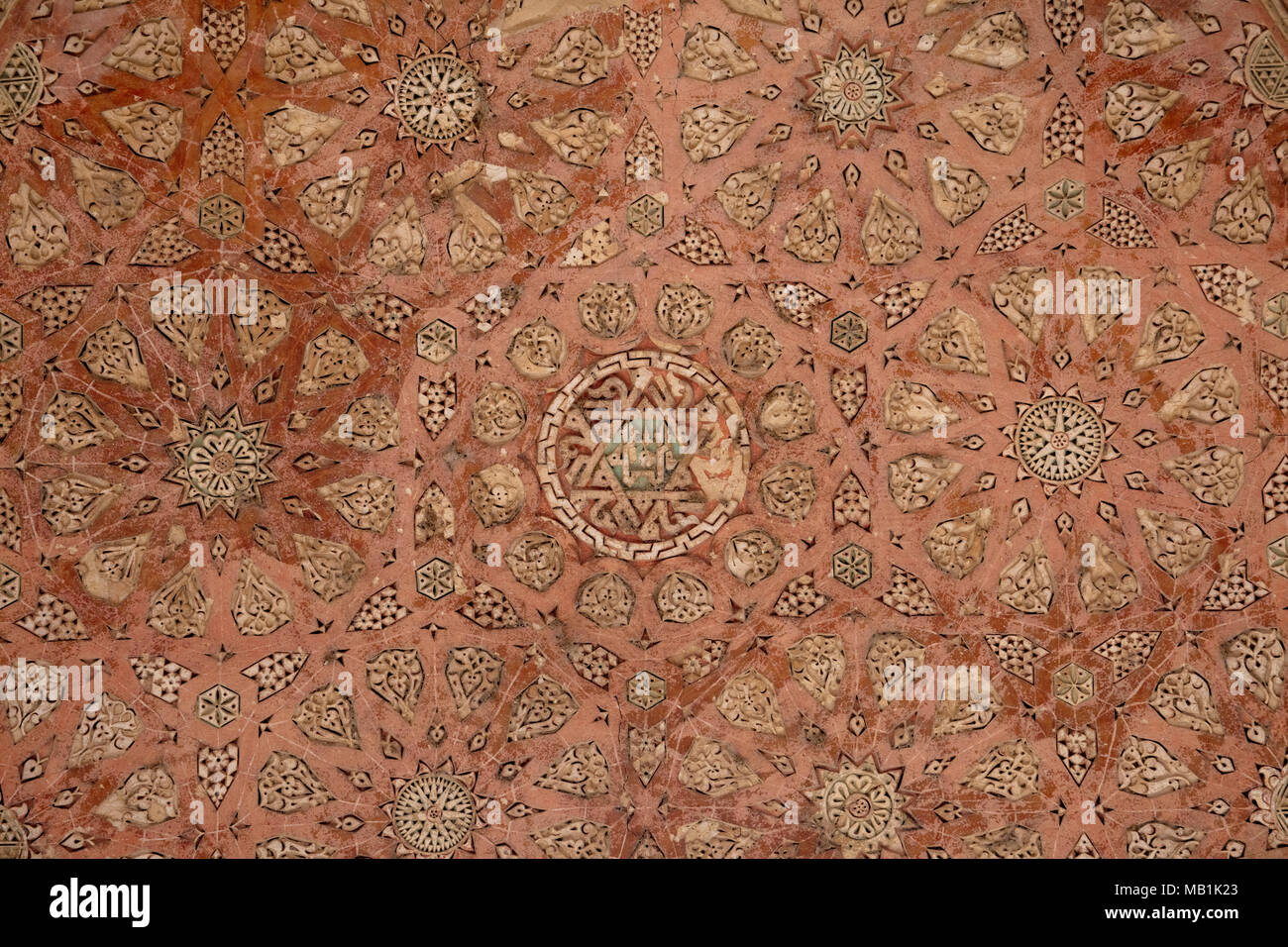 detail of stucco in galleries of Mausoleum of Uljaytu, Sultaniyya, Iran ...